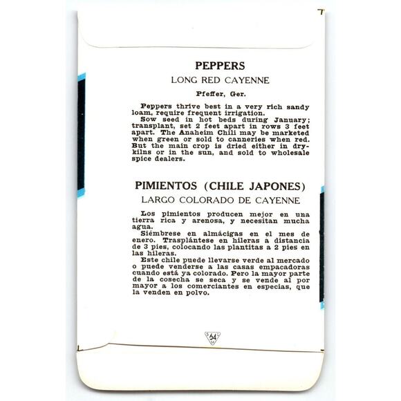 Other | Long Red Cayenne Pepper Seed Packet Empty Vintage Lone Star ...